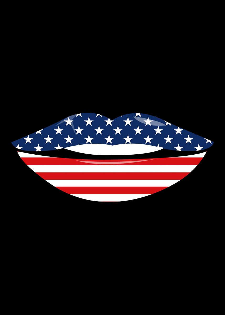 'Lips America' Poster, picture, metal print, paint by Cooldruck | Displate
