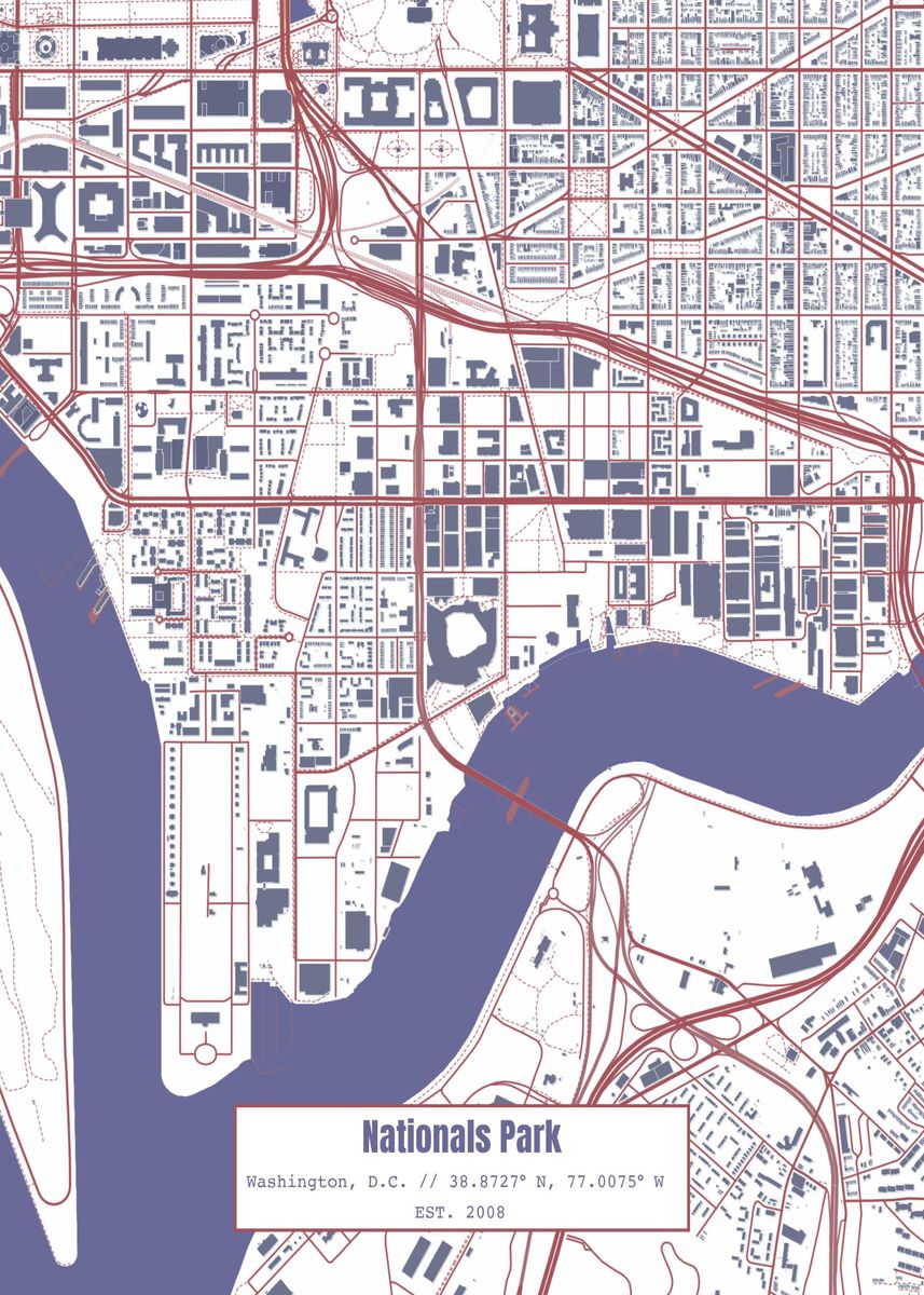 'Nationals Park Map' Poster by Outward Cartography | Displate
