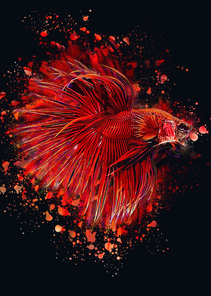 'Aquascape Betta Fish' Poster, picture, metal print, paint by Blackman ...