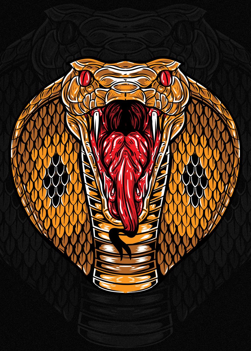 'Cobra head' Poster, picture, metal print, paint by Turie Art | Displate
