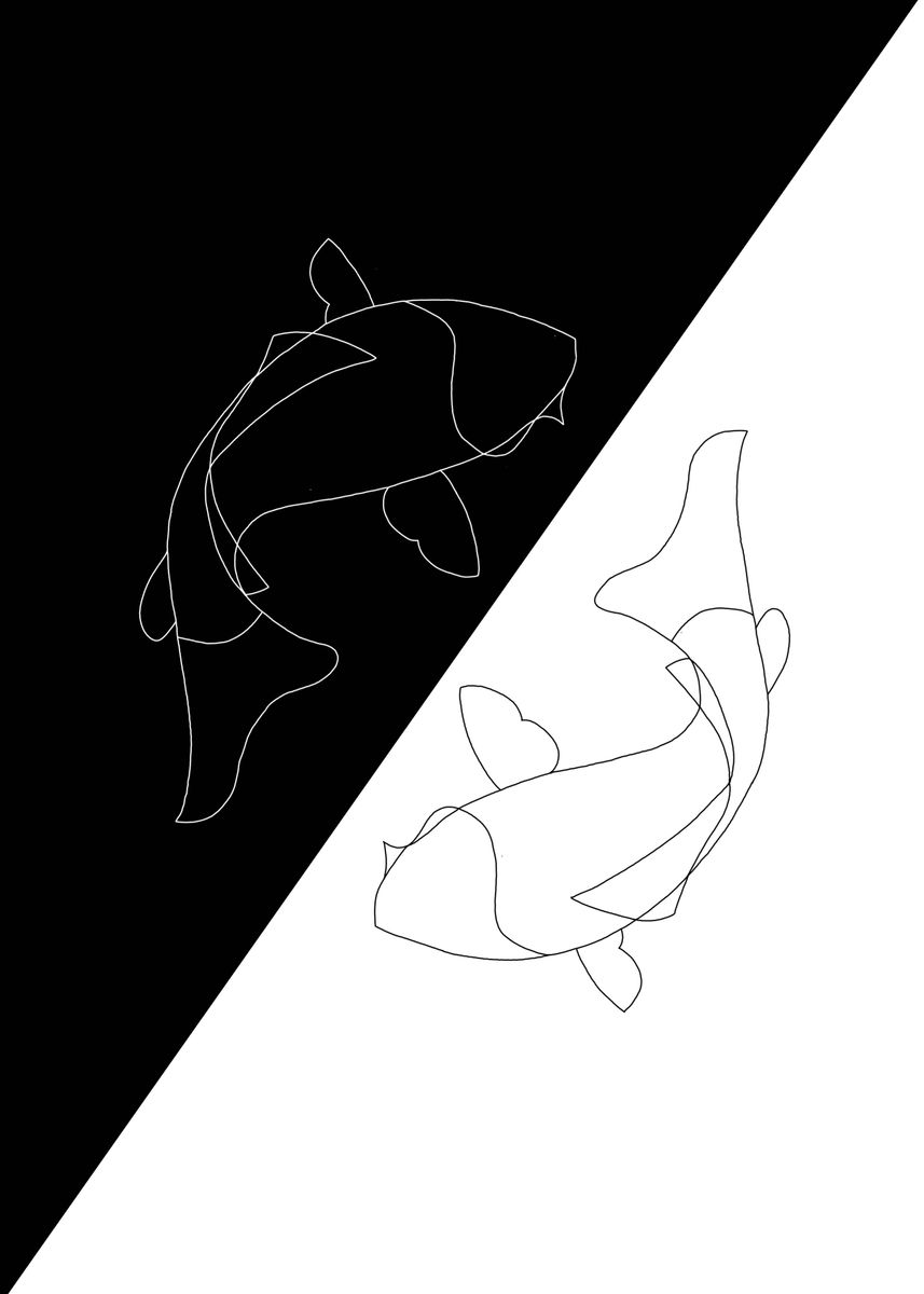 'Koi YingYang' Poster, picture, metal print, paint by Victoria ...