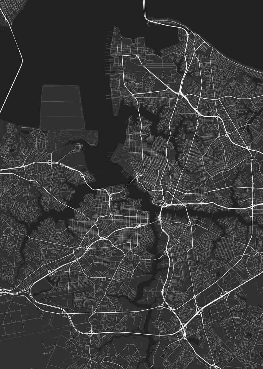 'Norfolk USA Map' Poster by GraphicalMaps | Displate