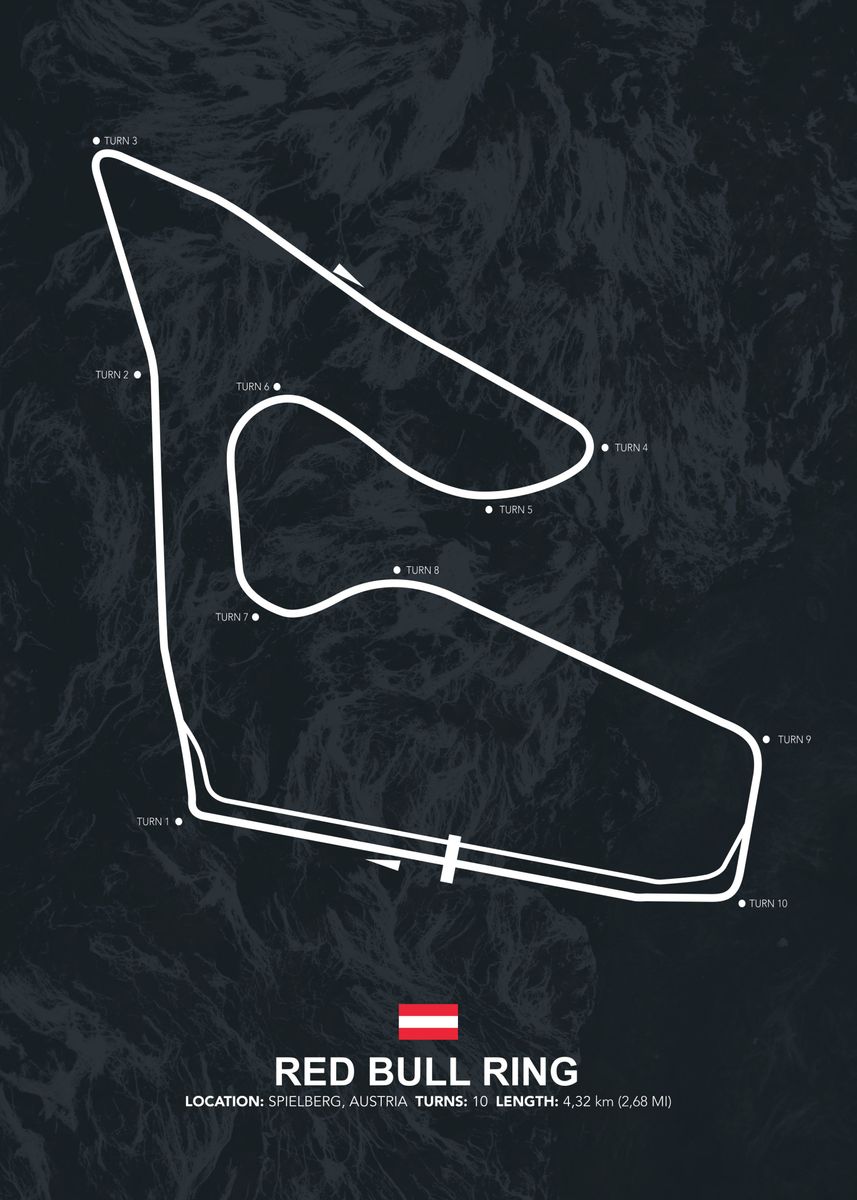 'Red Bull Ring ' Poster, picture, metal print, paint by Mapsters | Displate