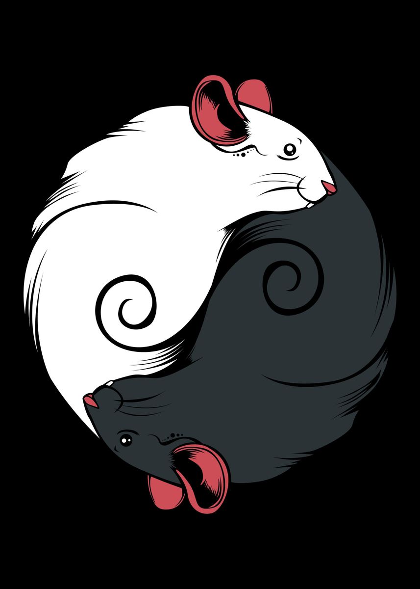 'Yin Yang Rat 2020 Chinese ' Poster, picture, metal print, paint by ...