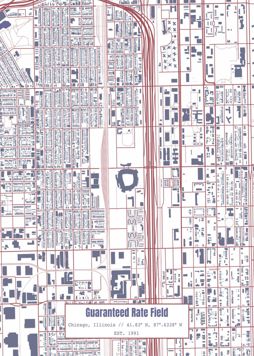'Guaranteed Rate Field Map' Poster, picture, metal print, paint by ...