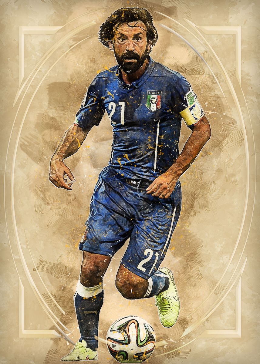 'Andrea Pirlo' Poster, picture, metal print, paint by Buster Rameau ...