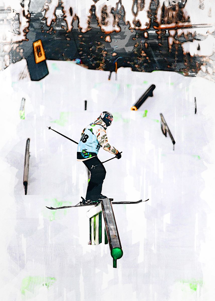 'Skiing Freestyle Abstract' Poster, picture, metal print, paint by ...