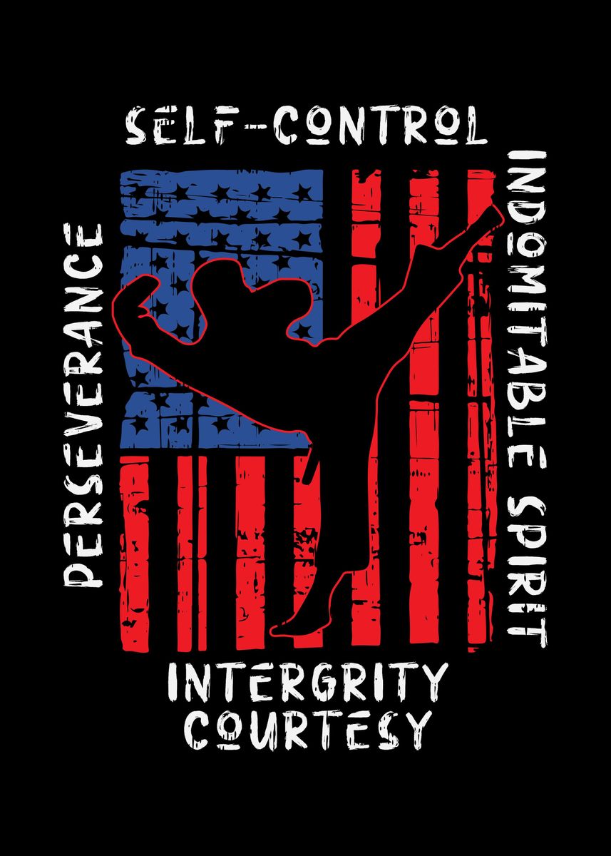 'US Flag Taekwondo Tenets' Poster, picture, metal print, paint by ...