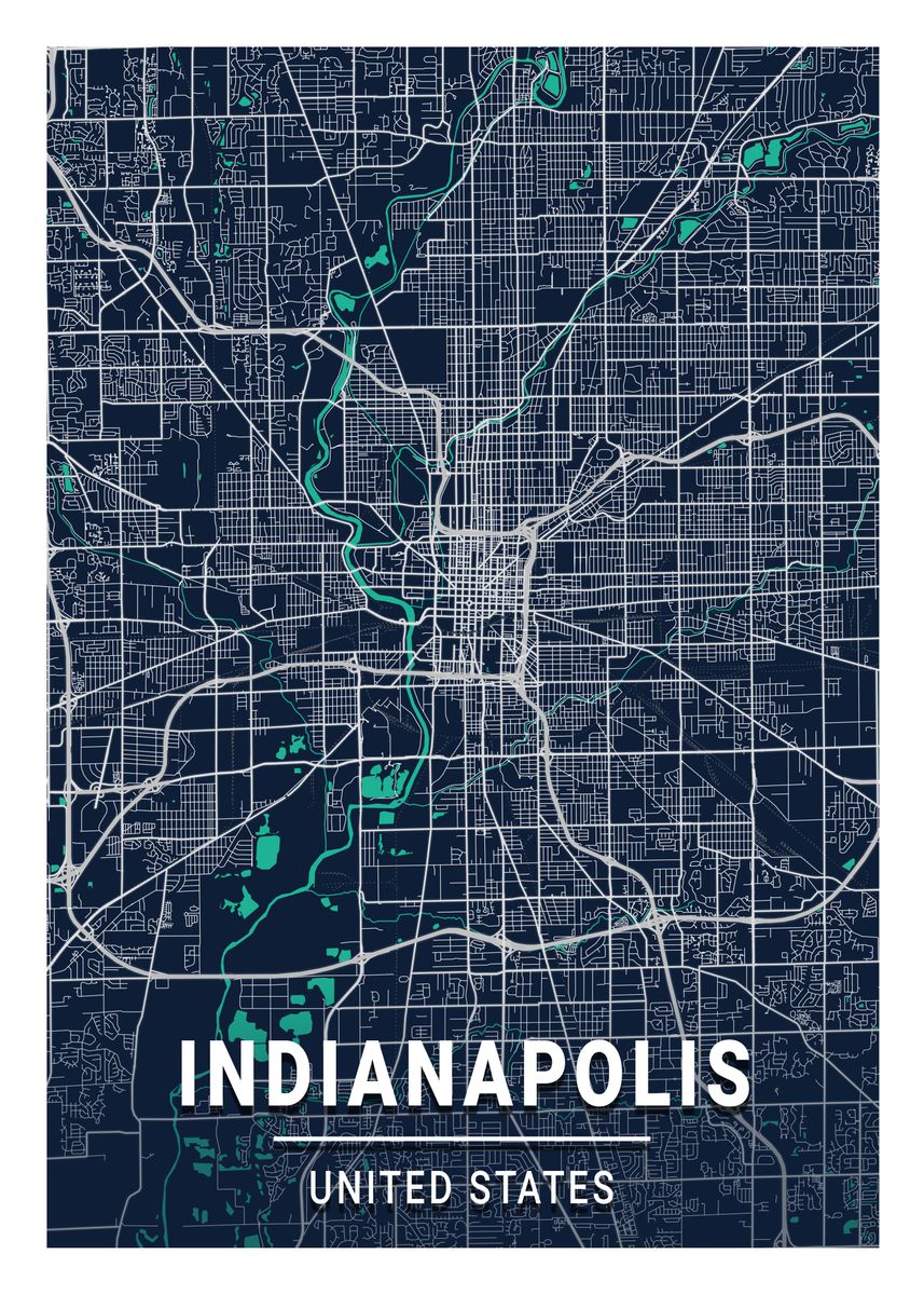 'Indianapolis Blue Dark' Poster, picture, metal print, paint by Tien ...