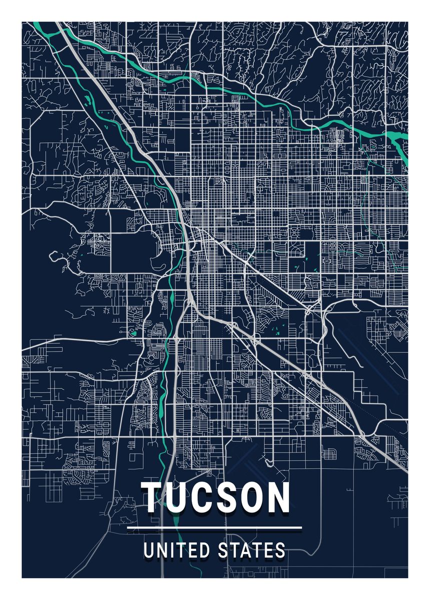 'Tucson Blue Dark Color' Poster, picture, metal print, paint by Tien ...