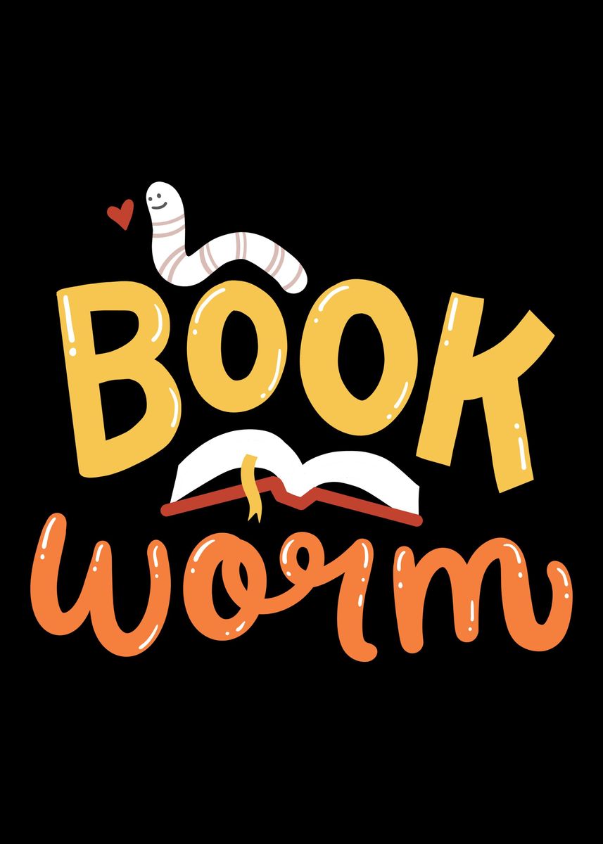 'Bookworm Book Reading' Poster, picture, metal print, paint by ...