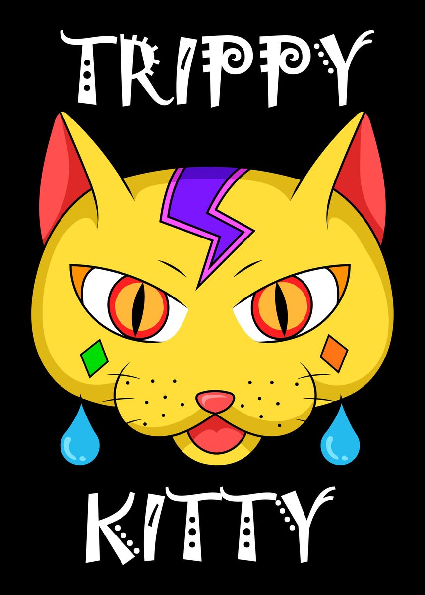 'Trippy Kitty' Poster, picture, metal print, paint by CrazySquirrel ...
