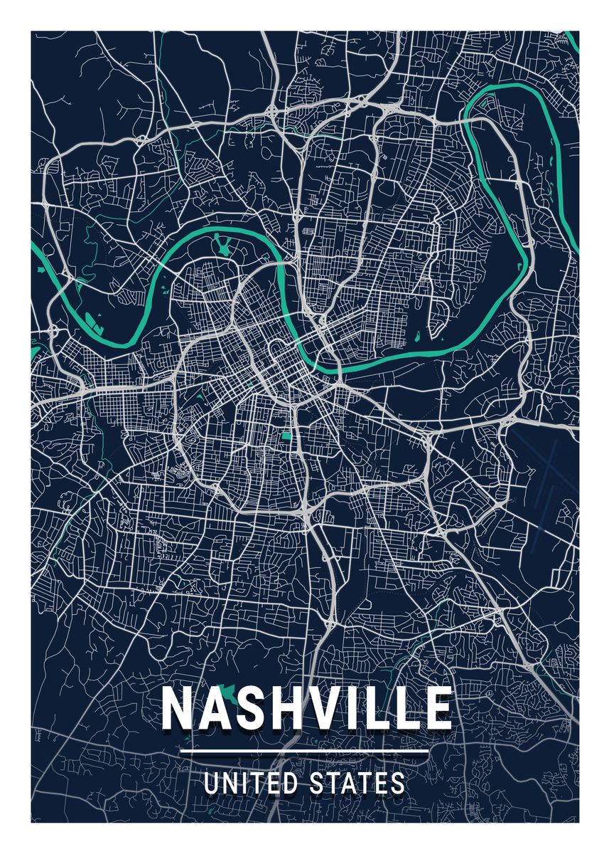 'Nashville Blue Dark Color ' Poster, picture, metal print, paint by ...