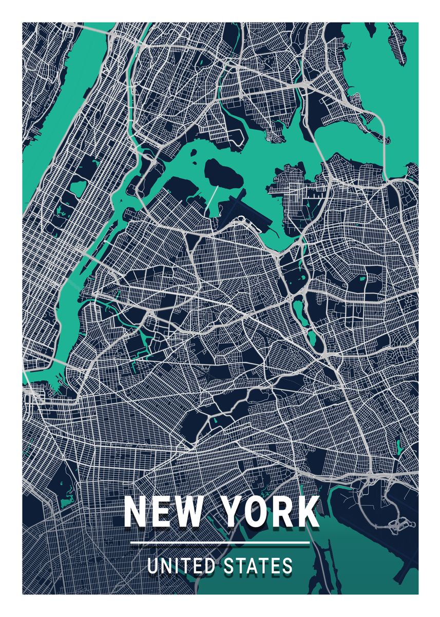 'New York Blue Dark Color' Poster by Tien Stencil | Displate