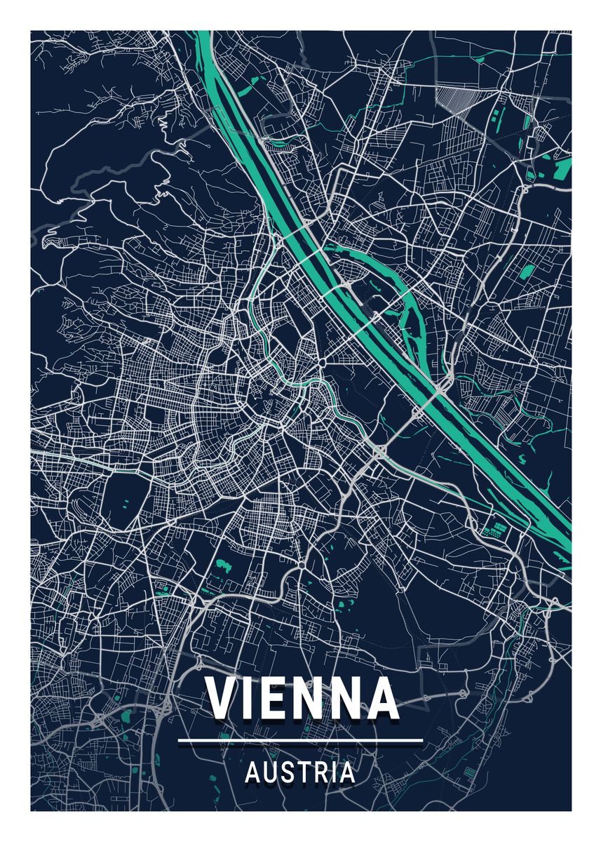 'Vienna Blue Dark Color' Poster, picture, metal print, paint by Tien ...