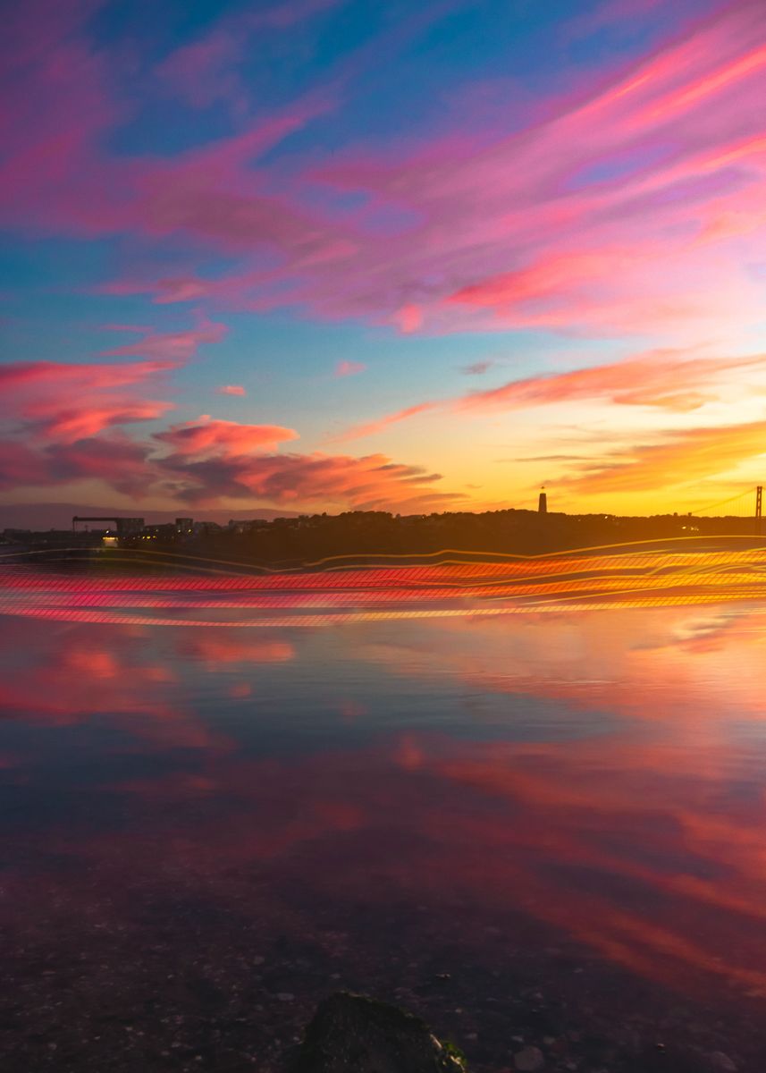 'Colorful Sunset Reflection' Poster, picture, metal print, paint by ...