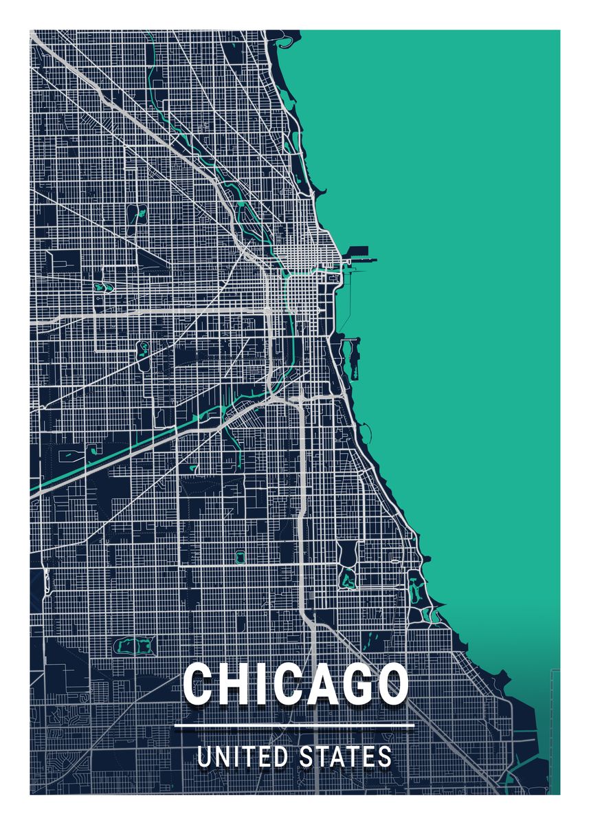 'Chicago Blue Dark Color' Poster, picture, metal print, paint by Tien ...