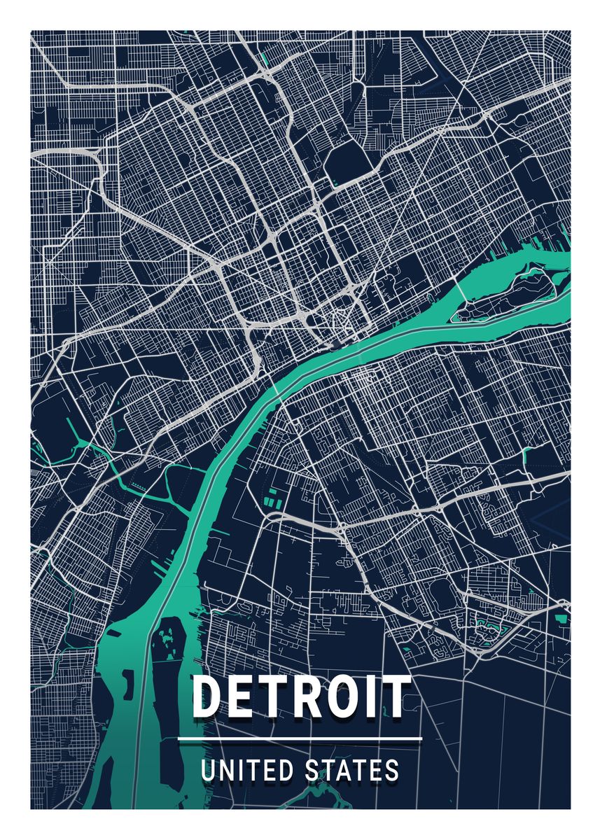 'Detroit Blue Dark Color' Poster, picture, metal print, paint by Tien ...