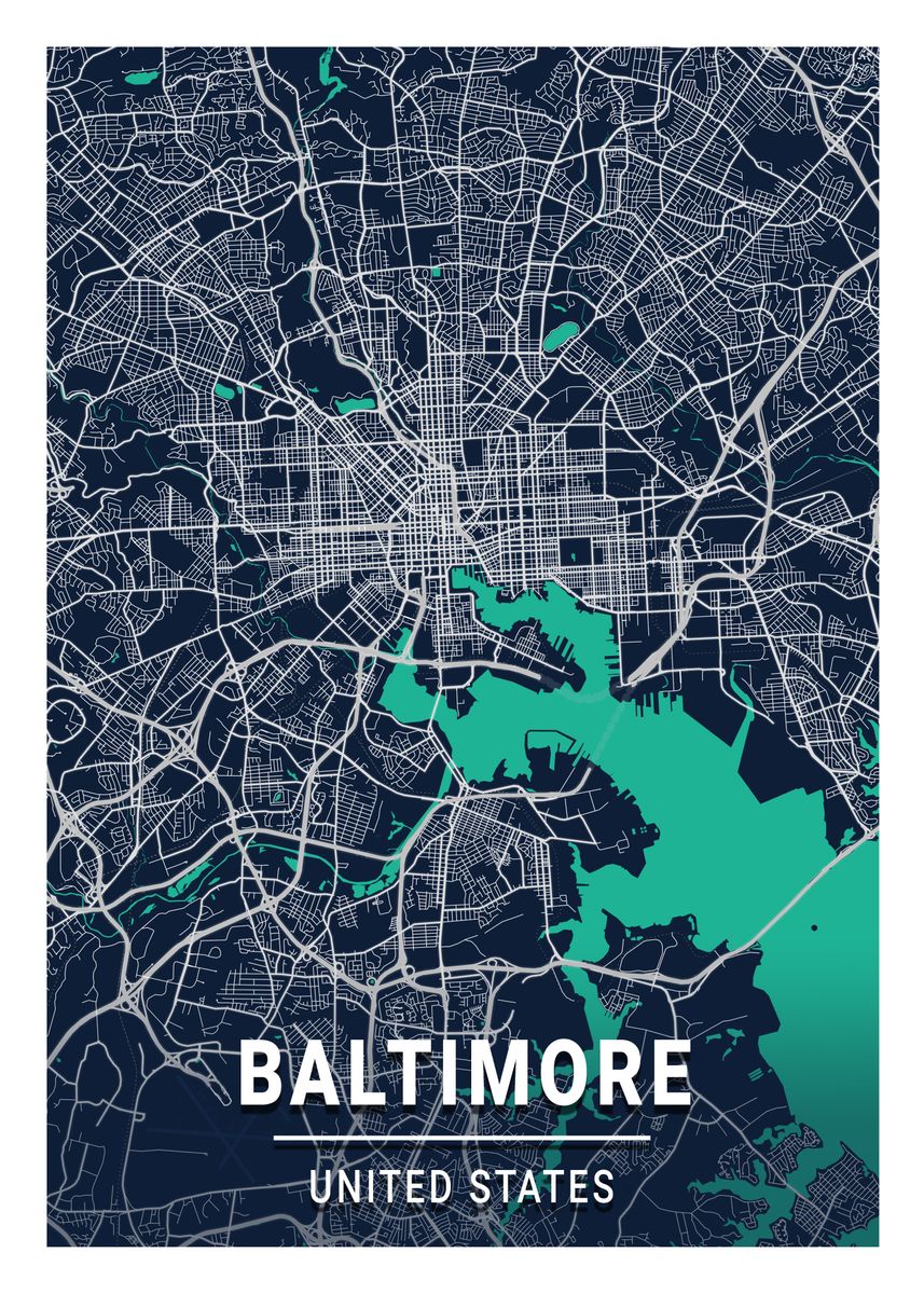 'Baltimore Blue Dark Color ' Poster, picture, metal print, paint by ...