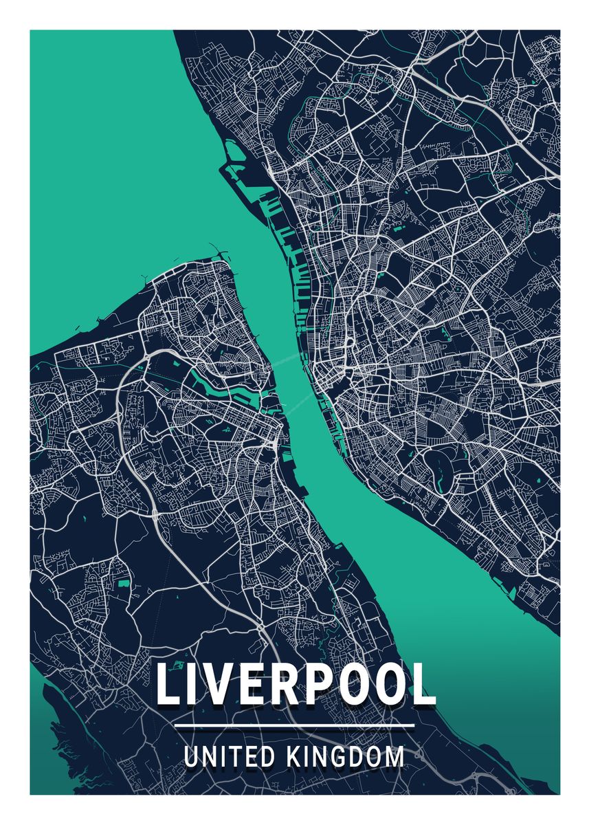 'Liverpool Blue Dark Color ' Poster, picture, metal print, paint by ...