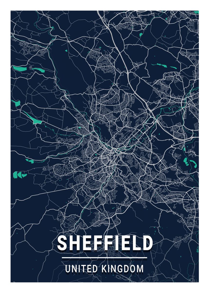 'Sheffield Blue Dark Color ' Poster, picture, metal print, paint by ...