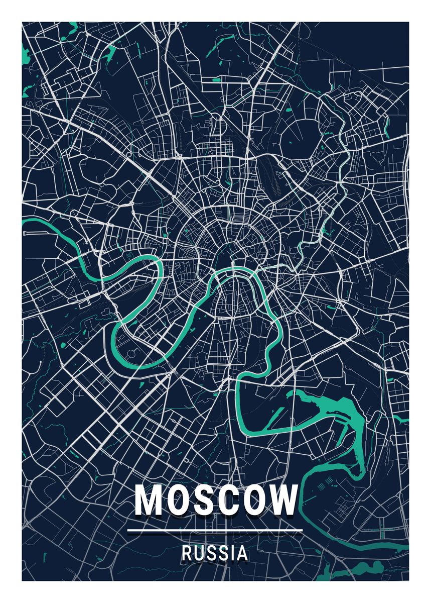 'Moscow Blue Dark Color' Poster, picture, metal print, paint by Tien ...