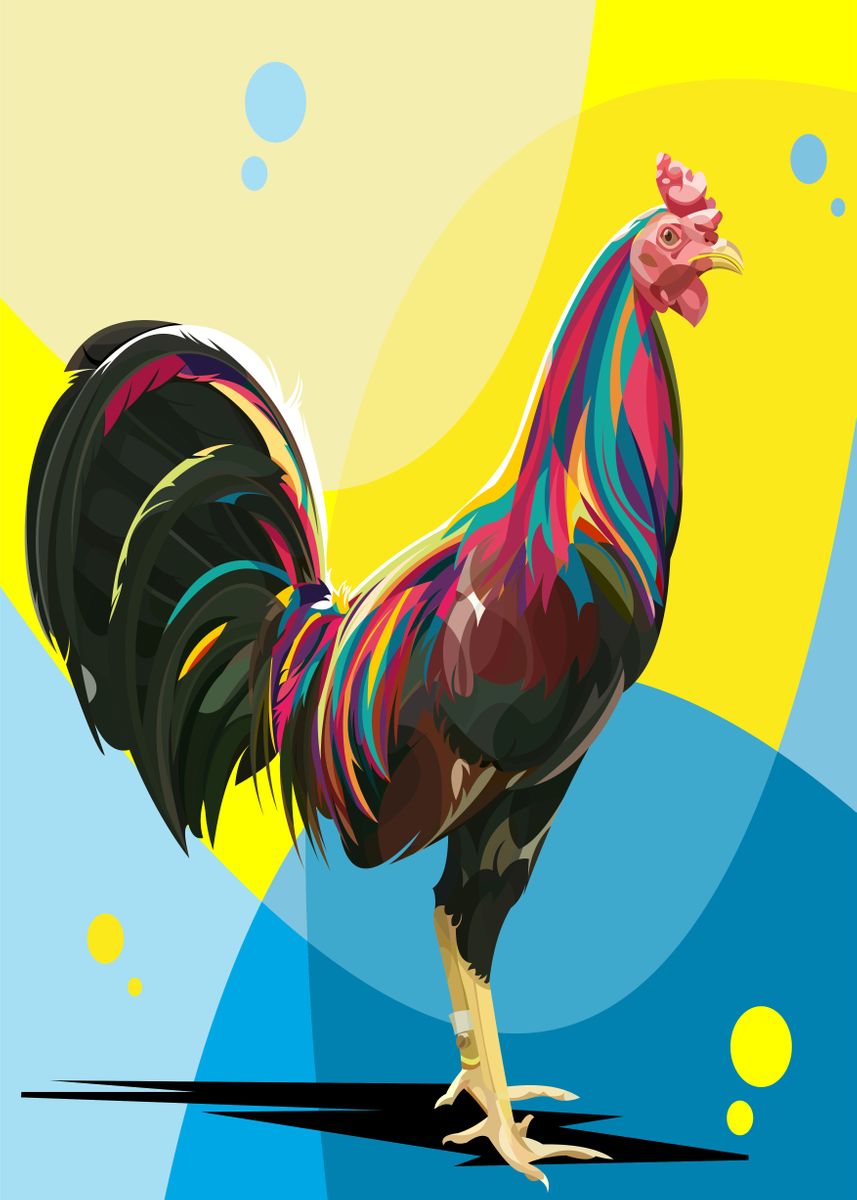 'rooster' Poster, picture, metal print, paint by Fill Artwork | Displate
