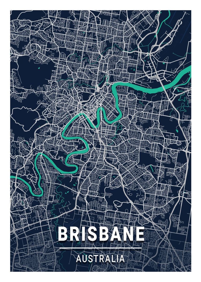 'Brisbane Blue Dark Color' Poster, picture, metal print, paint by Tien ...