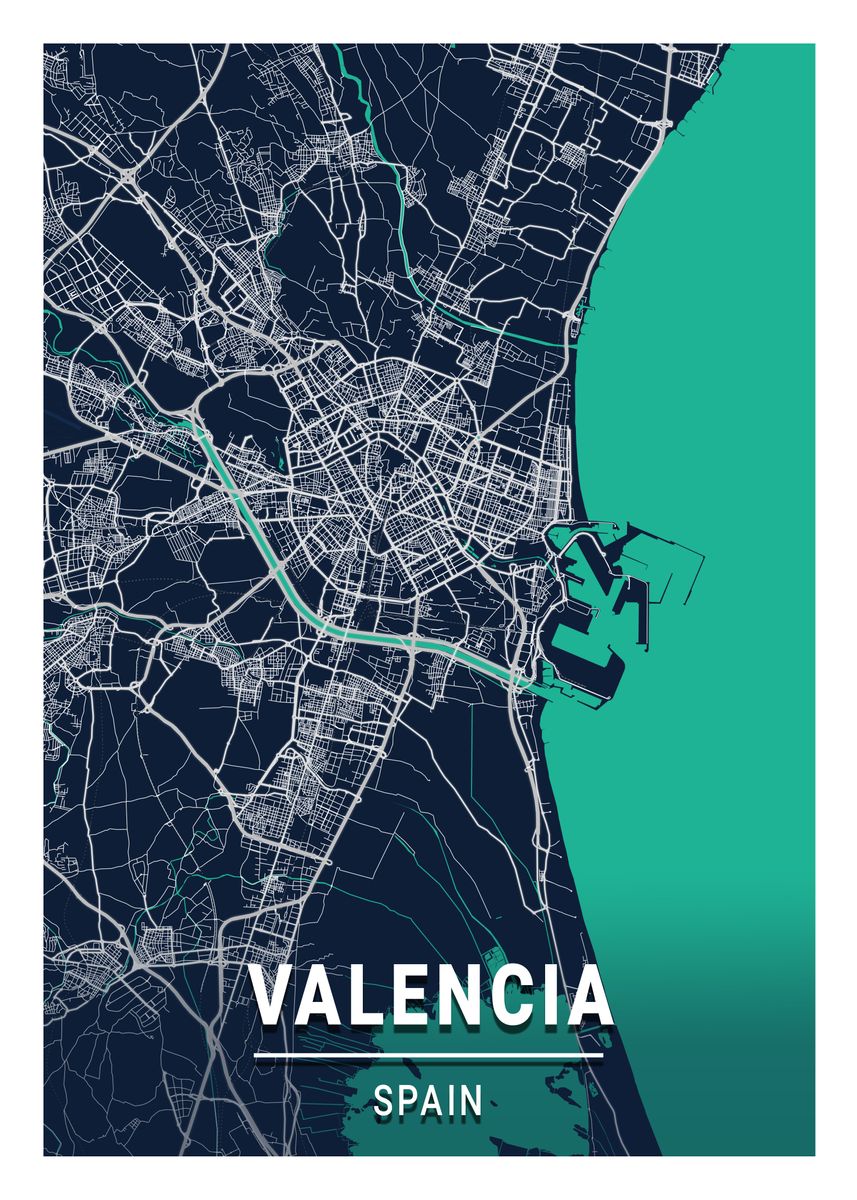 'Valencia Blue Dark Color' Poster, picture, metal print, paint by Tien ...