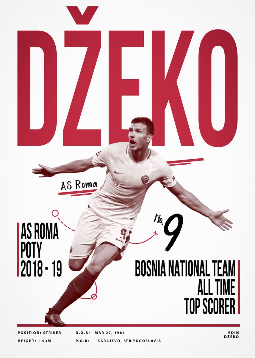 'Edin Dzeko 9' Poster, picture, metal print, paint by Nguyen Thi Thu ...