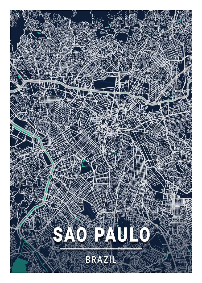 'Sao Paulo Blue Dark Color ' Poster, picture, metal print, paint by ...