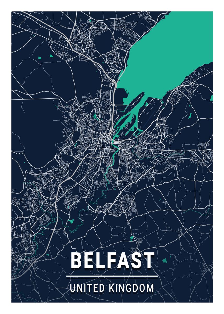 'Belfast Blue Dark Color' Poster, picture, metal print, paint by Tien ...