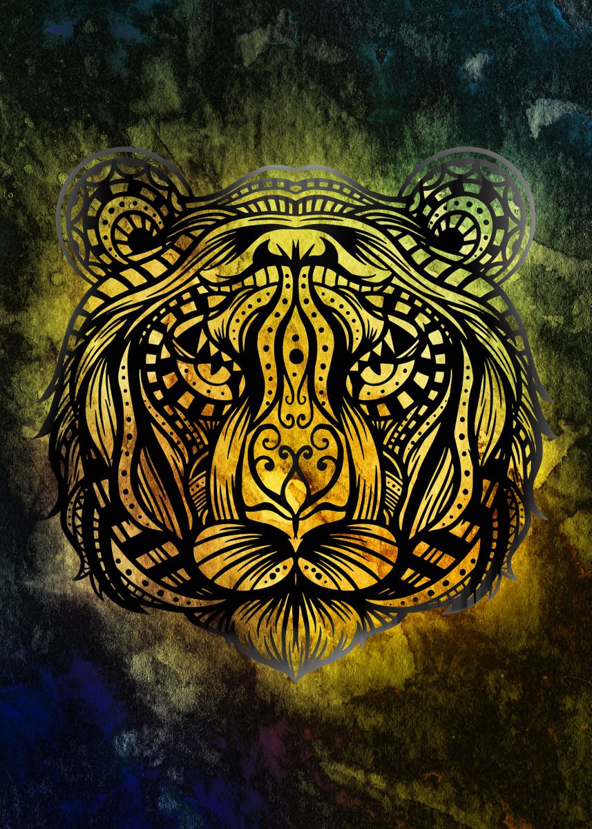 'Tiger Mandala Design' Poster by Reinhard Reschner | Displate