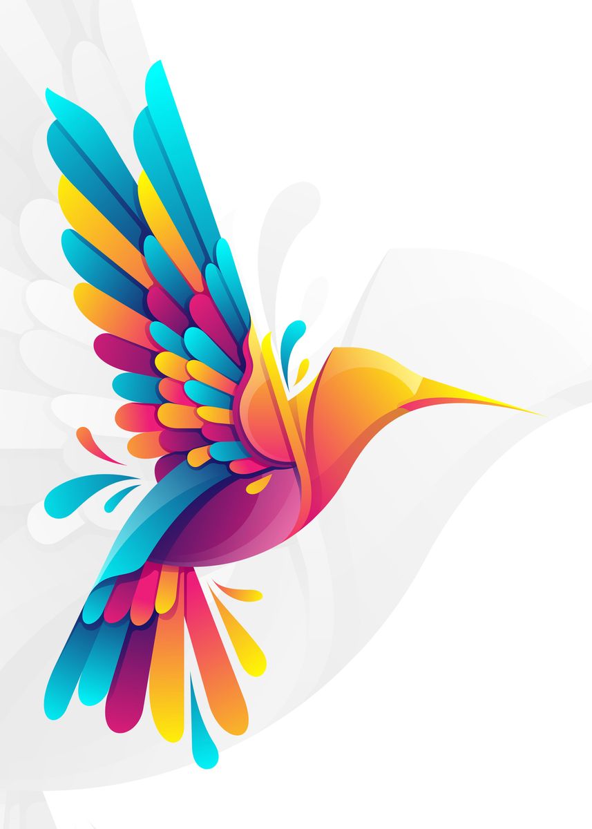 'Colorful Hummingbird' Poster, picture, metal print, paint by Turie Art ...