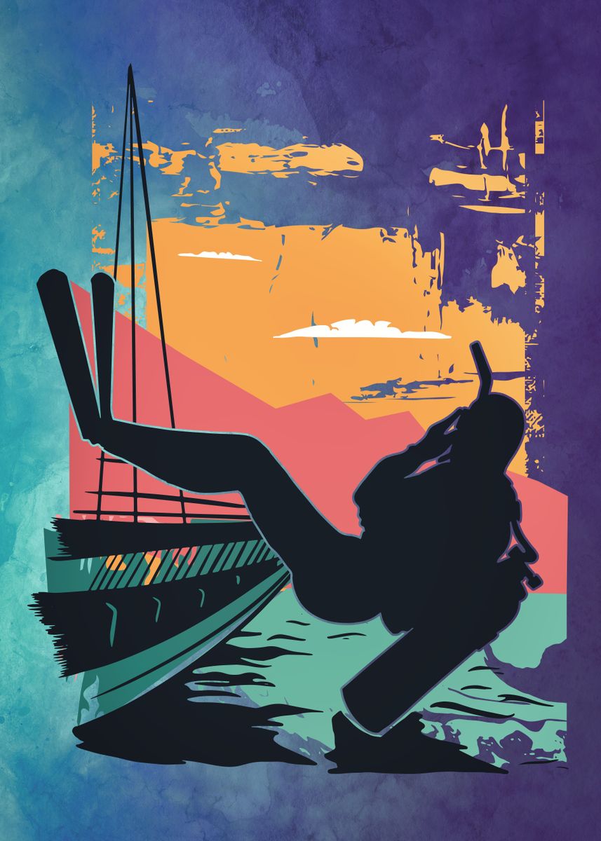'Scuba Diver Design' Poster, picture, metal print, paint by Reinhard ...