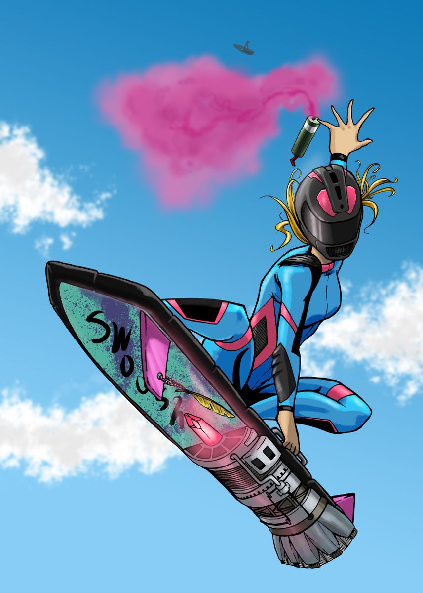 'Skyboard Racer' Poster, picture, metal print, paint by Drawzooka ...