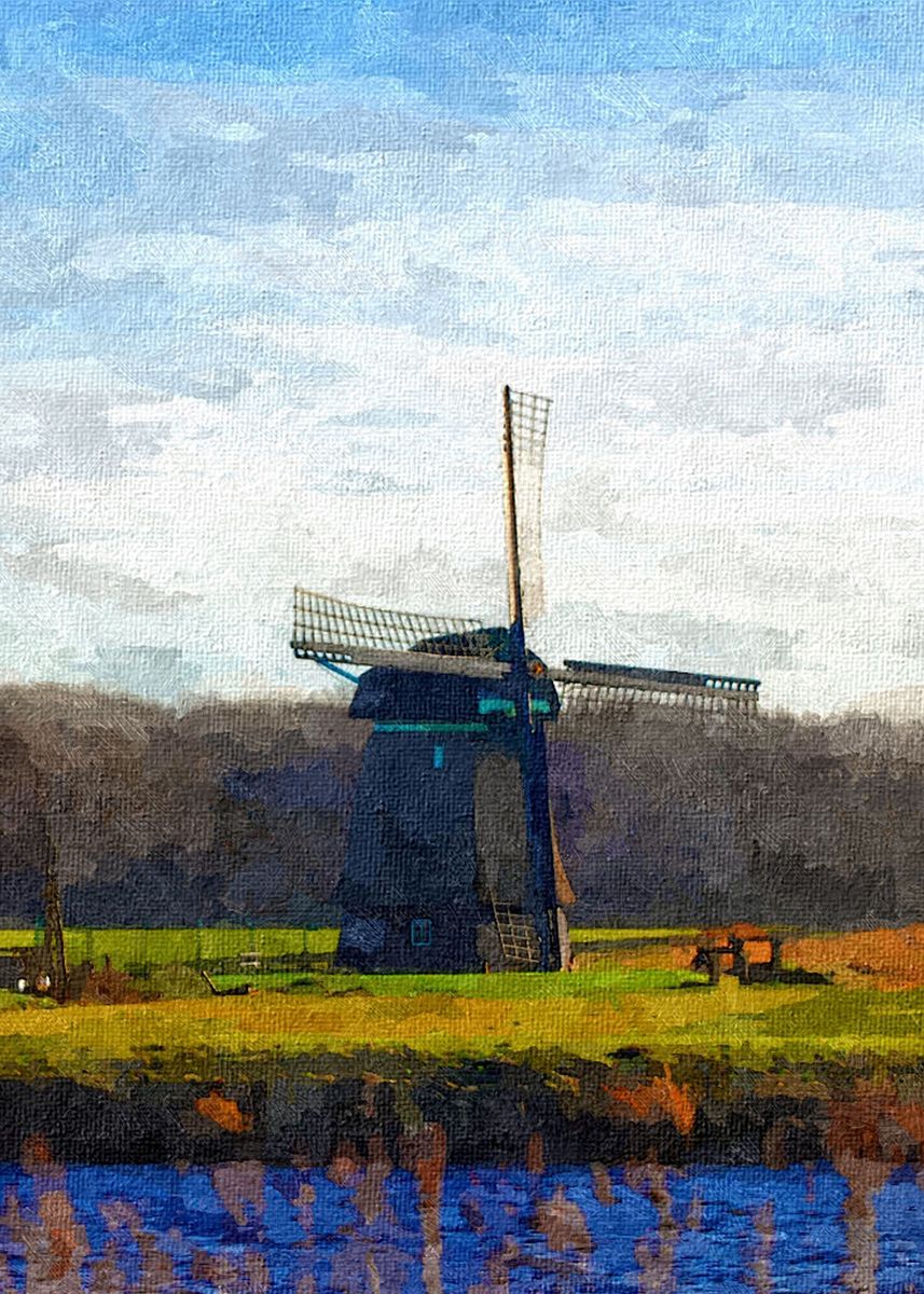 'Windmill in Holland' Poster, picture, metal print, paint by Juliana RW ...