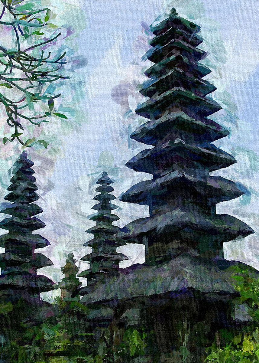 'Temple in Bali' Poster, picture, metal print, paint by Juliana RW ...