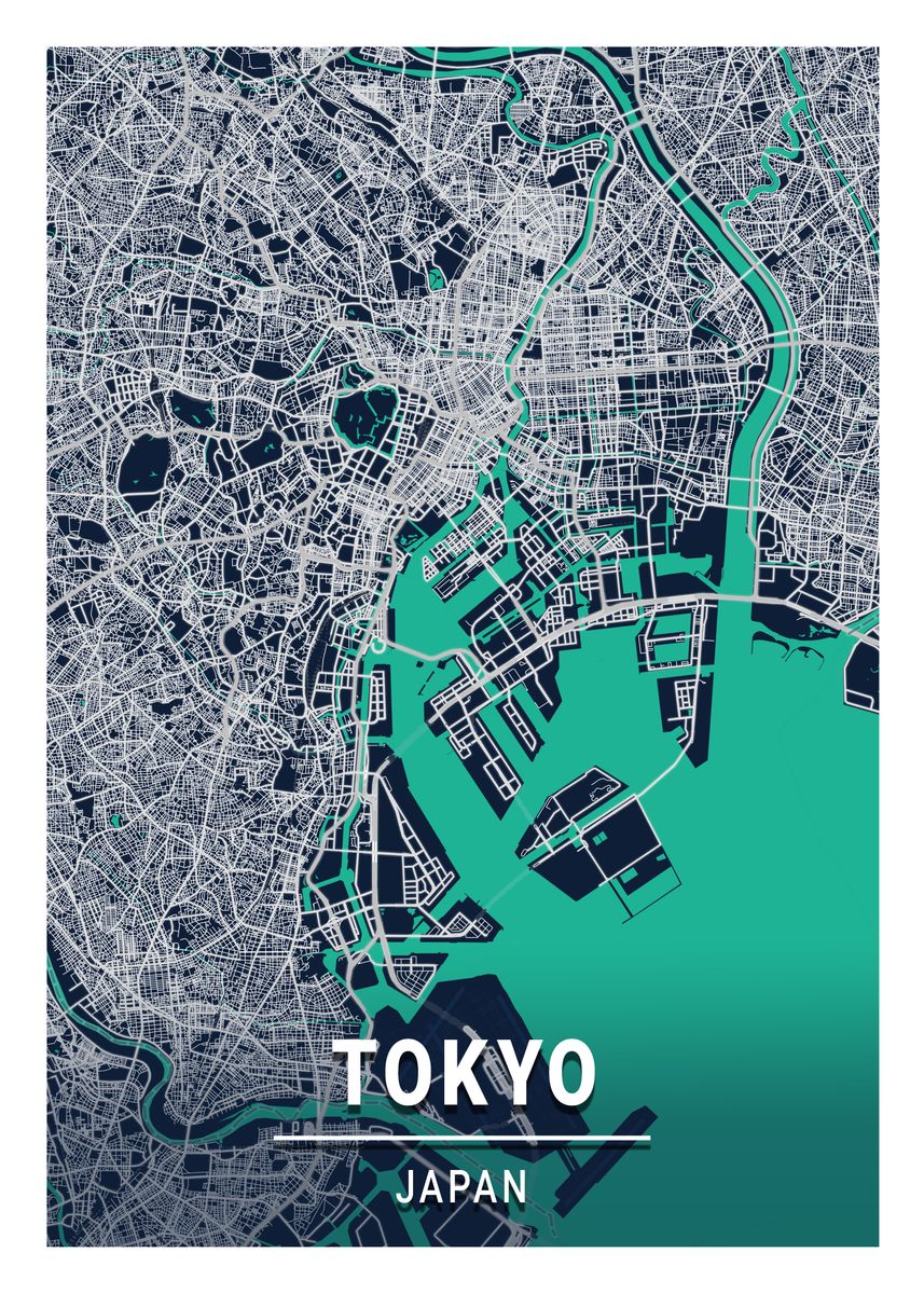 'Tokyo Blue Dark Color City' Poster, picture, metal print, paint by ...