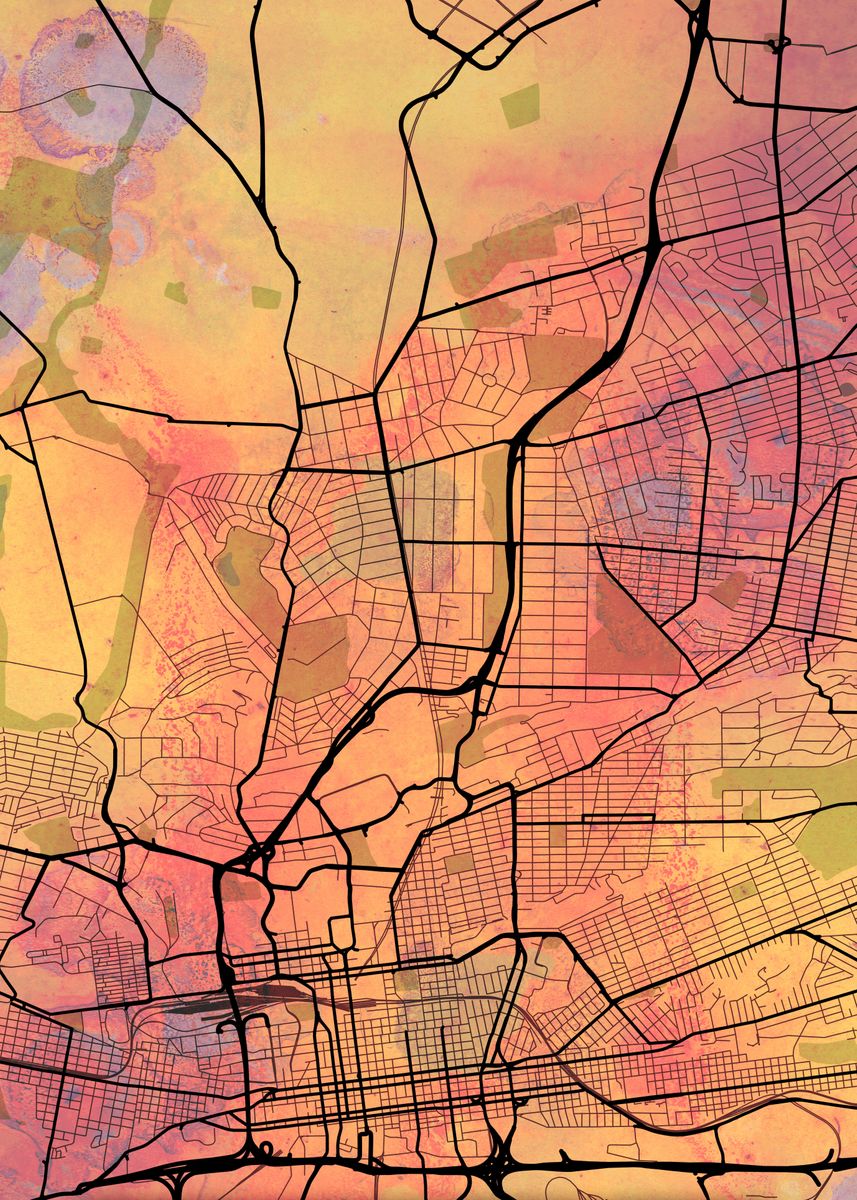 'Johannesburg Street Map' Poster, picture, metal print, paint by Dany ...