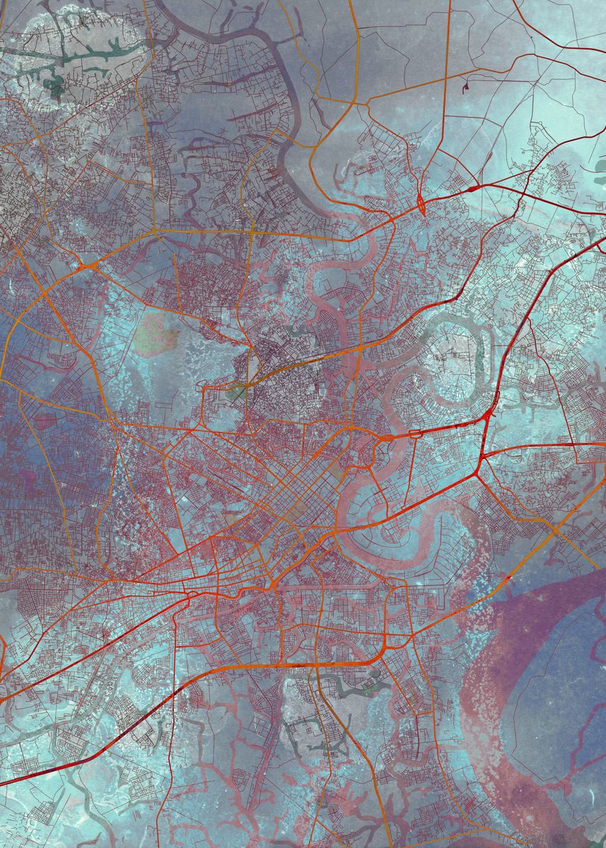'Ho Chi Minh Street Map' Poster, picture, metal print, paint by Dany ...