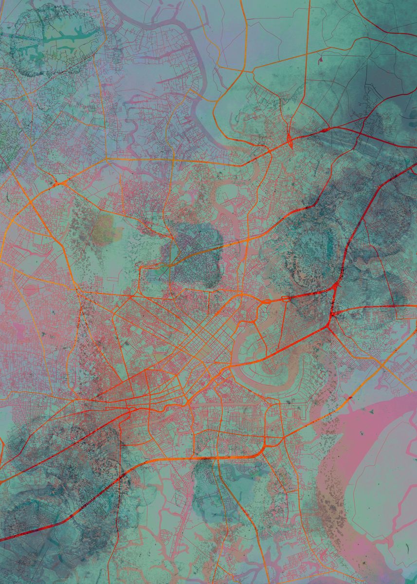 'Ho Chi Minh Street Map' Poster, picture, metal print, paint by Dany ...