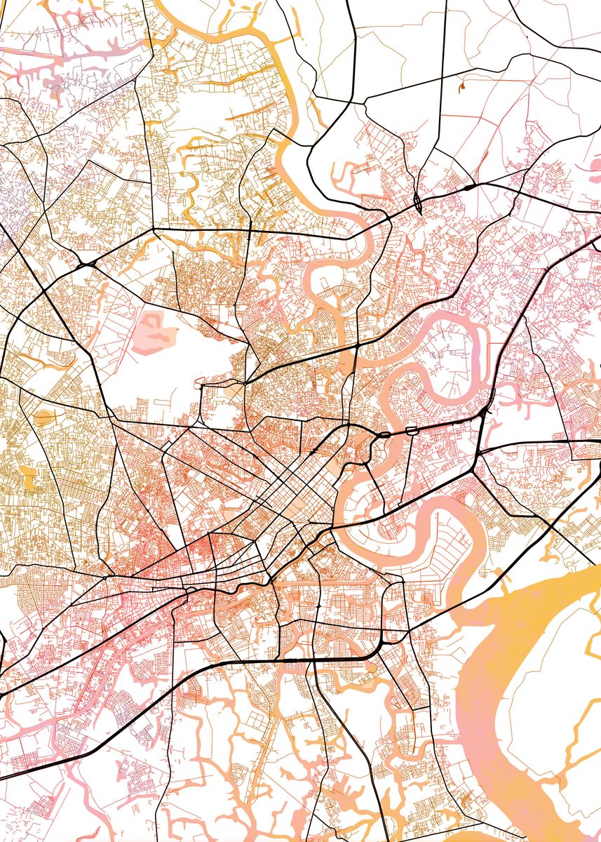 'Ho Chi Minh Street Map' Poster, picture, metal print, paint by Dany ...