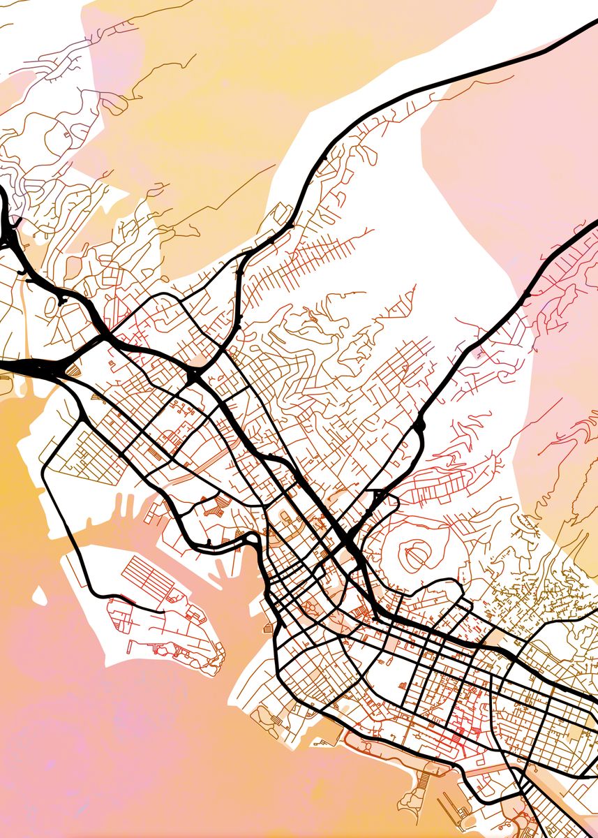 'Honolulu Street Map' Poster, picture, metal print, paint by Dany ...
