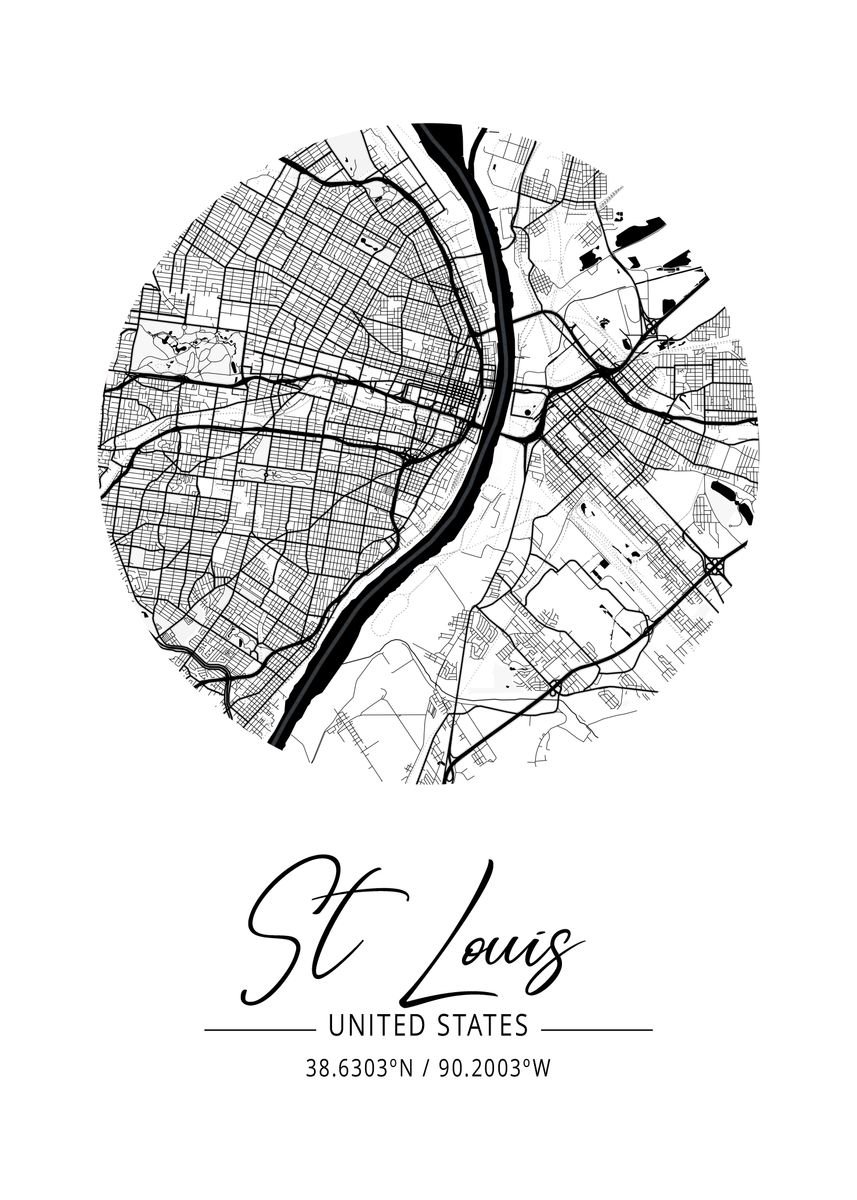 'St Louis Area City Map' Poster by Tien Stencil | Displate