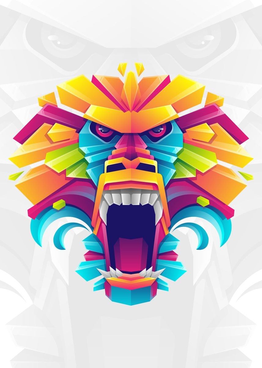 'Colorful Ape' Poster, picture, metal print, paint by Turie Art | Displate