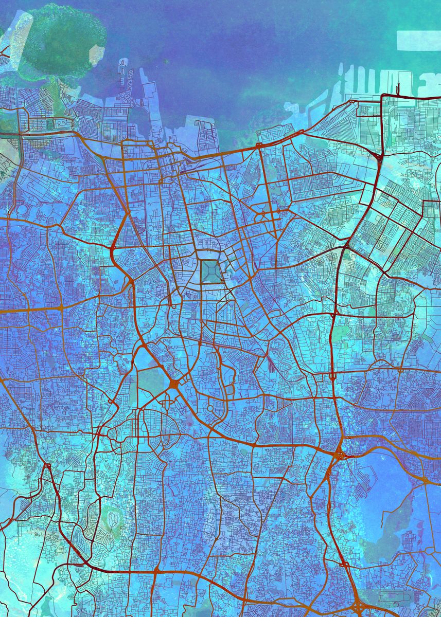 'Jakarta Street Map' Poster by Dany | Displate