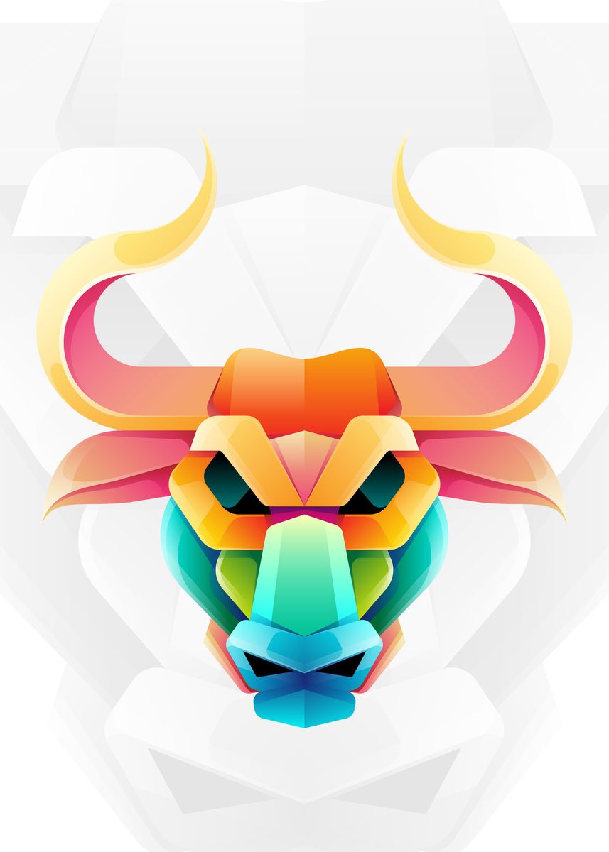 'Colorful Buffalo head' Poster by Turie Art | Displate