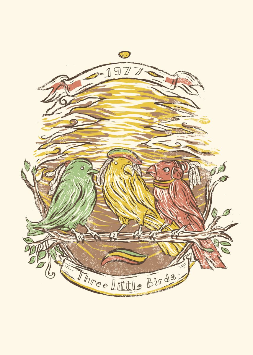 'Three Little Birds' Poster, picture, metal print, paint by Ilustrata ...