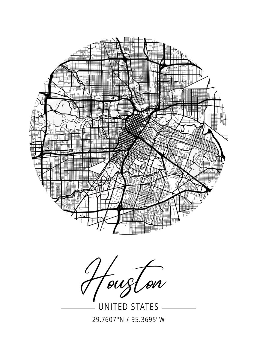 'Houston Area City Map' Poster by Tien Stencil | Displate